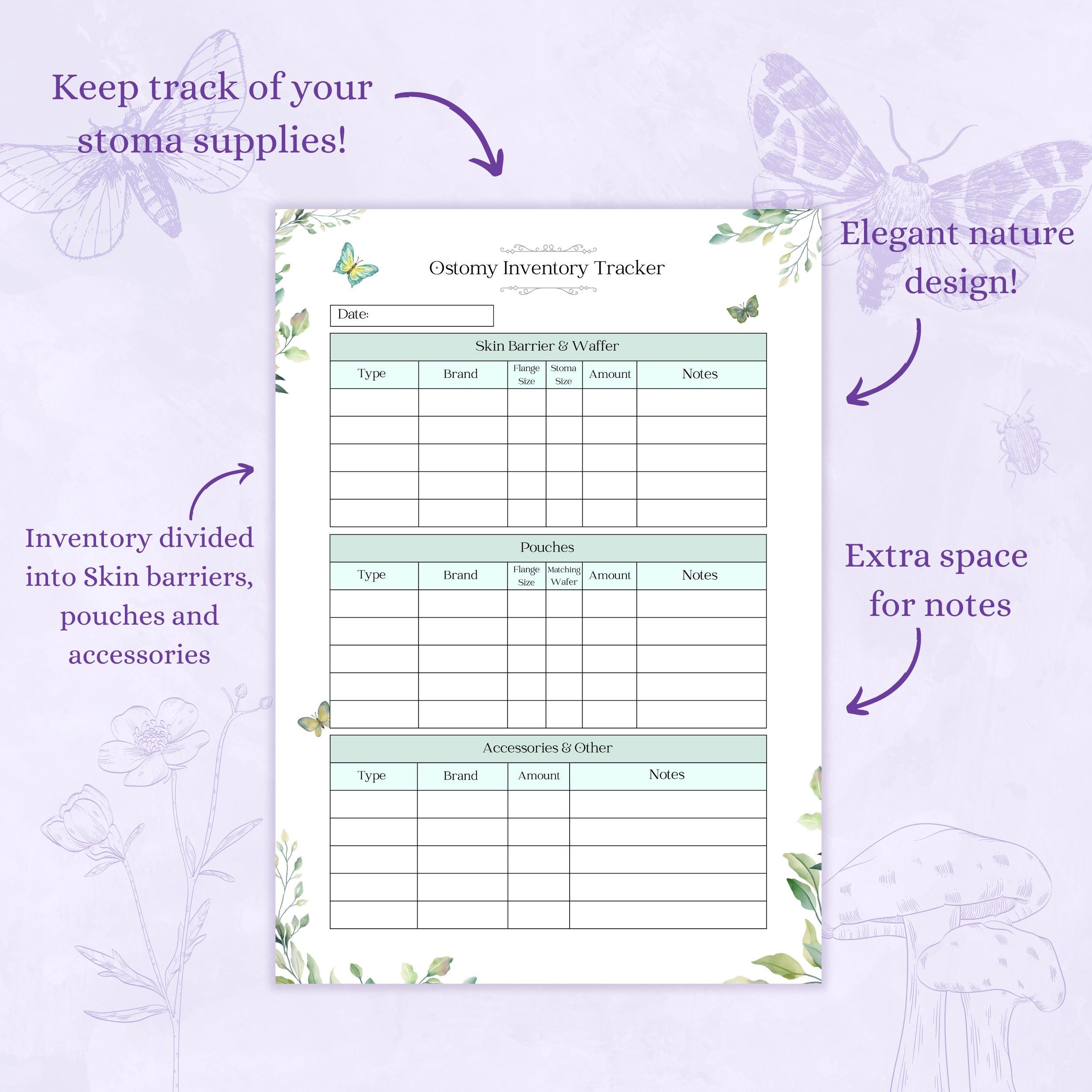 Ostomy Inventory Tracker Printable PDF | Stoma Supply Tracker | Medical ...