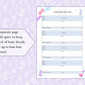 Nail Client Record Bundle Printable PDF | Nail Client Form | Nail Tech ...