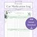 Cat Medication Log Printable PDF | Pet Health Log | Feline Medication ...