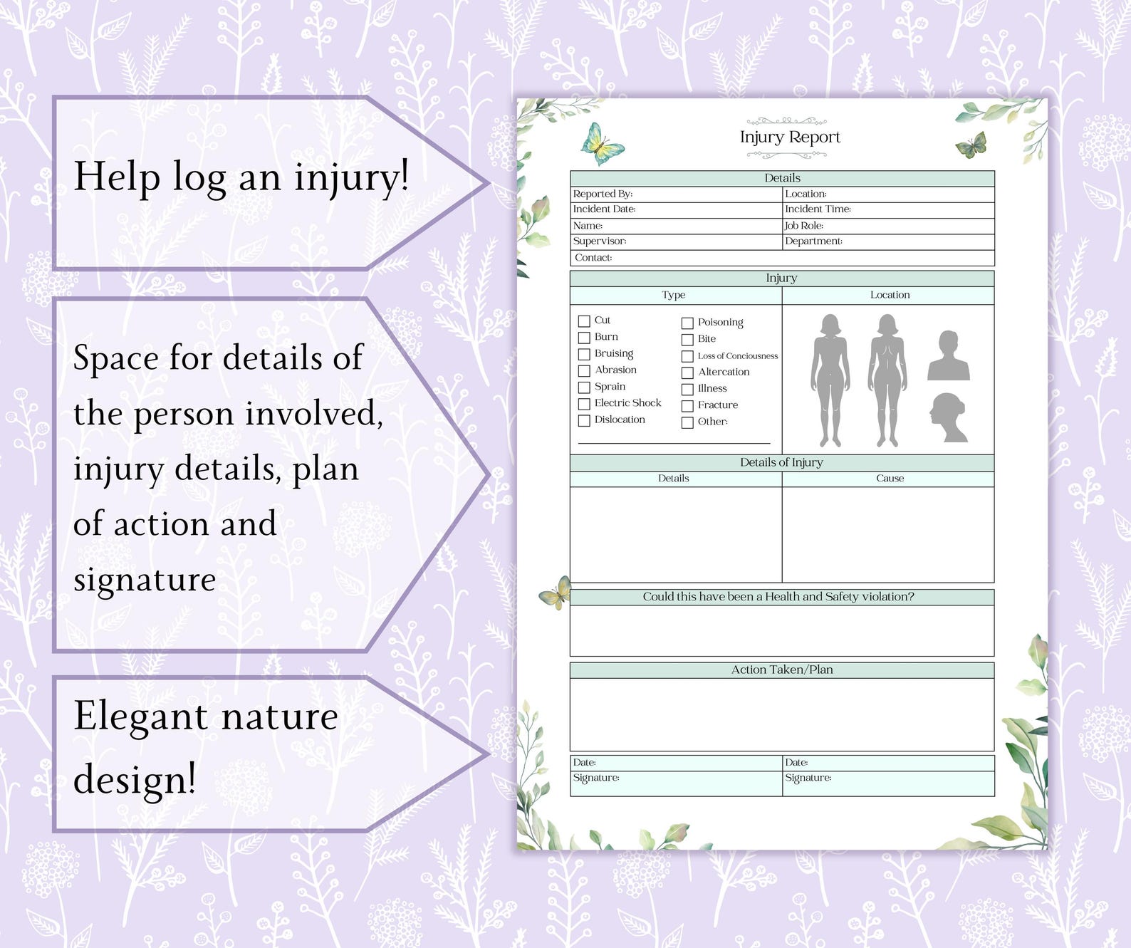 Injury Report Log Printable PDF | Incident Report | Accident Report ...
