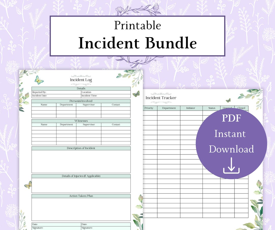 Incident Management Bundle Printable PDF | Incident Tracker | Incident ...