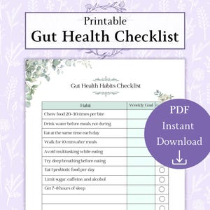 Gut Health Checklist Printable PDF | Gut Health Planner | Digestion ...