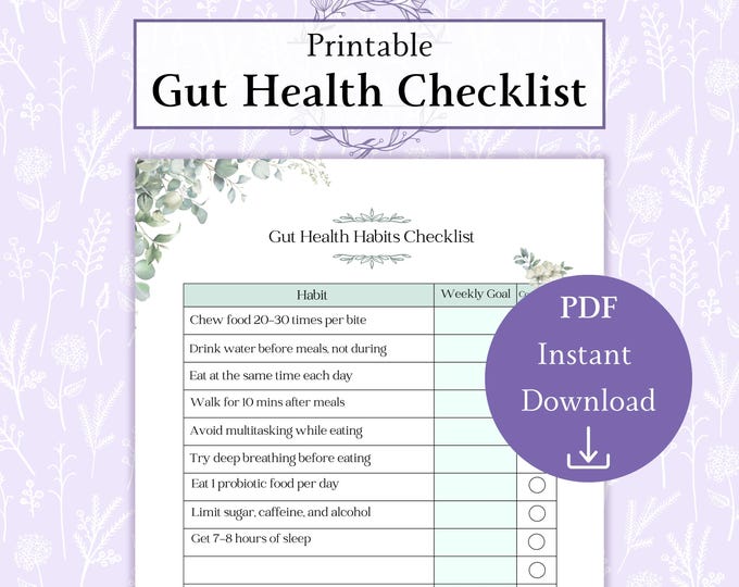 7-day Gut Health Planner: Printable Wellness Journal (PDF Download ...