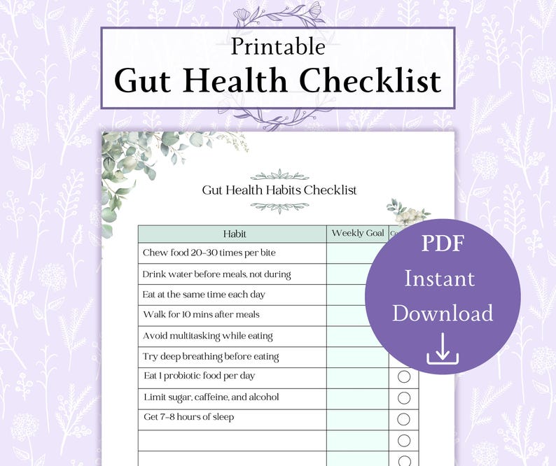 Gut Health Checklist Printable PDF | Gut Health Planner | Digestion ...