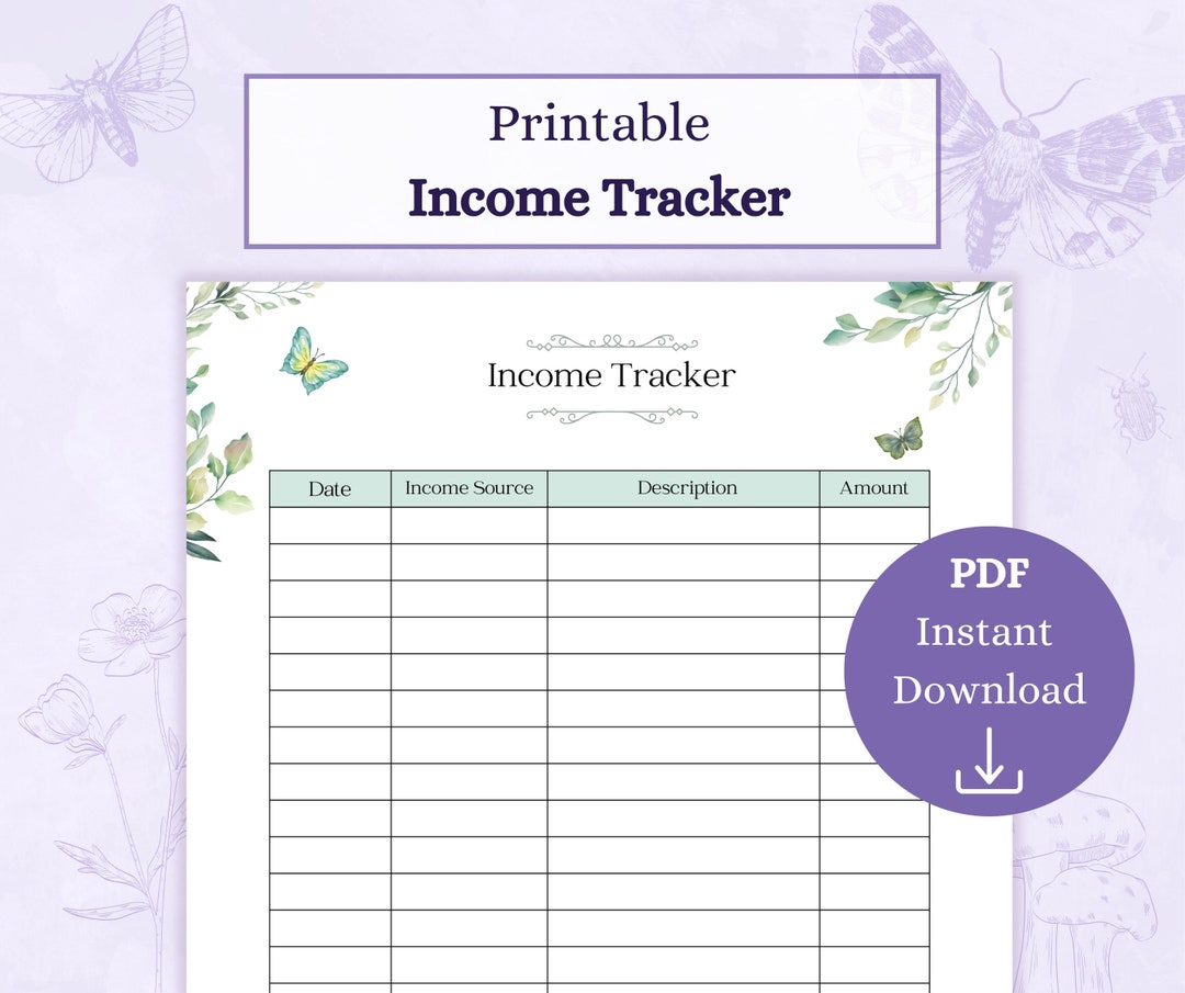 Income Tracker Printable PDF | Financial Journal | Earnings Diary ...