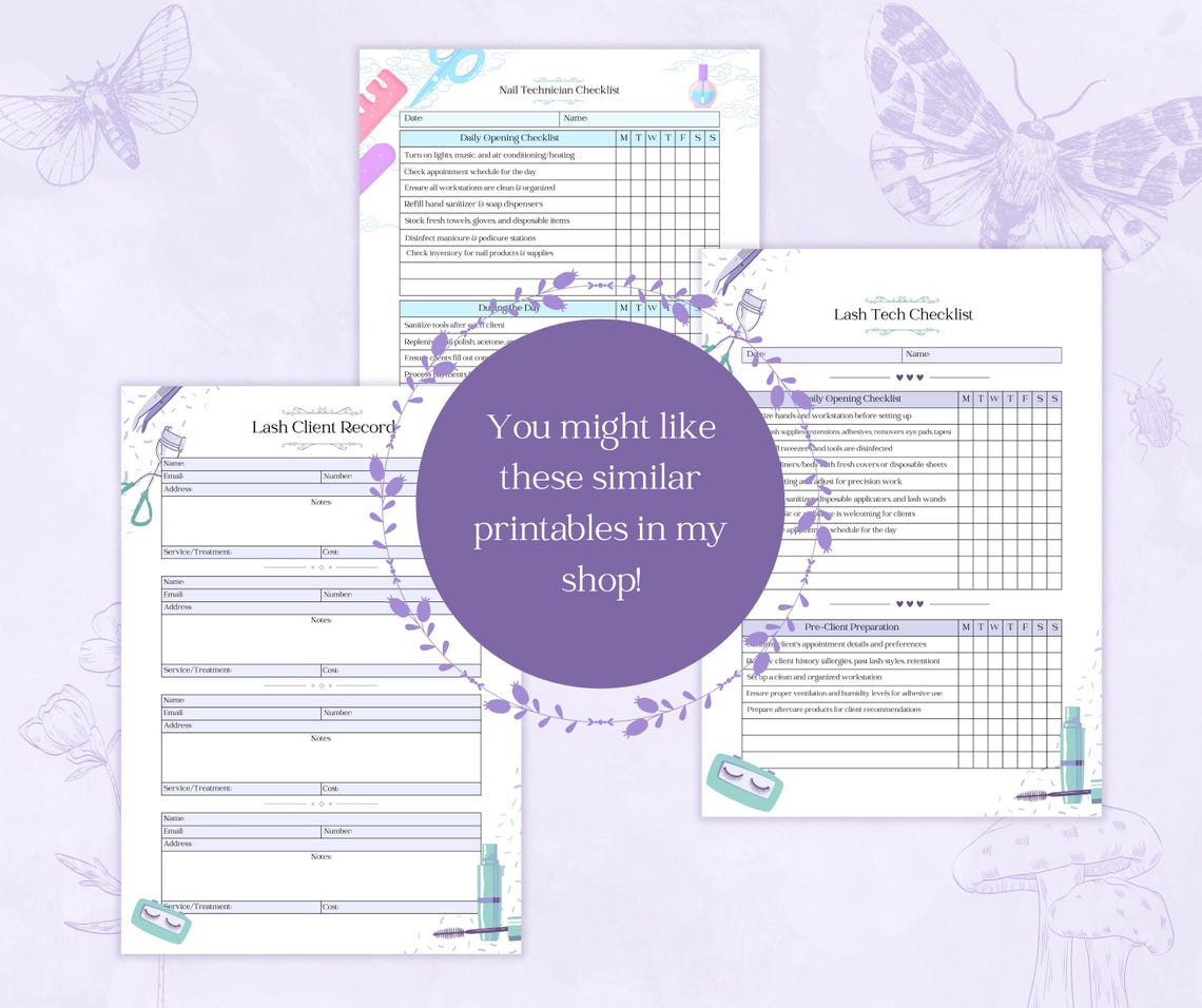 Lash Tech Inventory Tracker Printable PDF | Lash Tech Forms | Eyelash ...