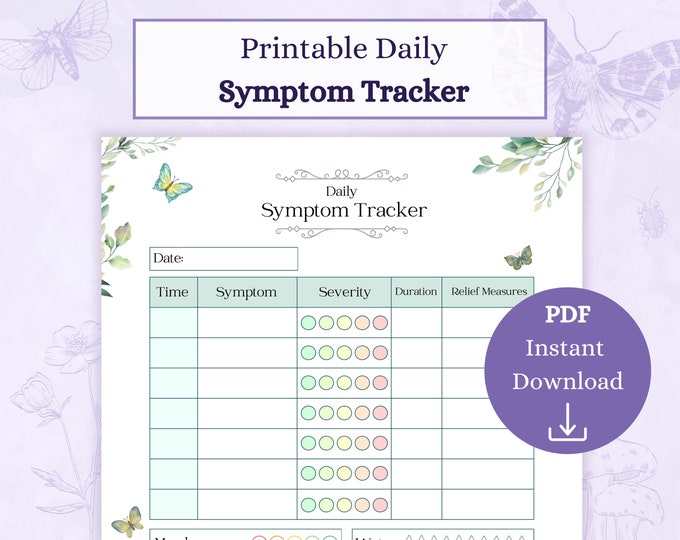 Vertigo Tracker Printable PDF | Symptom Tracker | Vertigo Log | Chronic ...