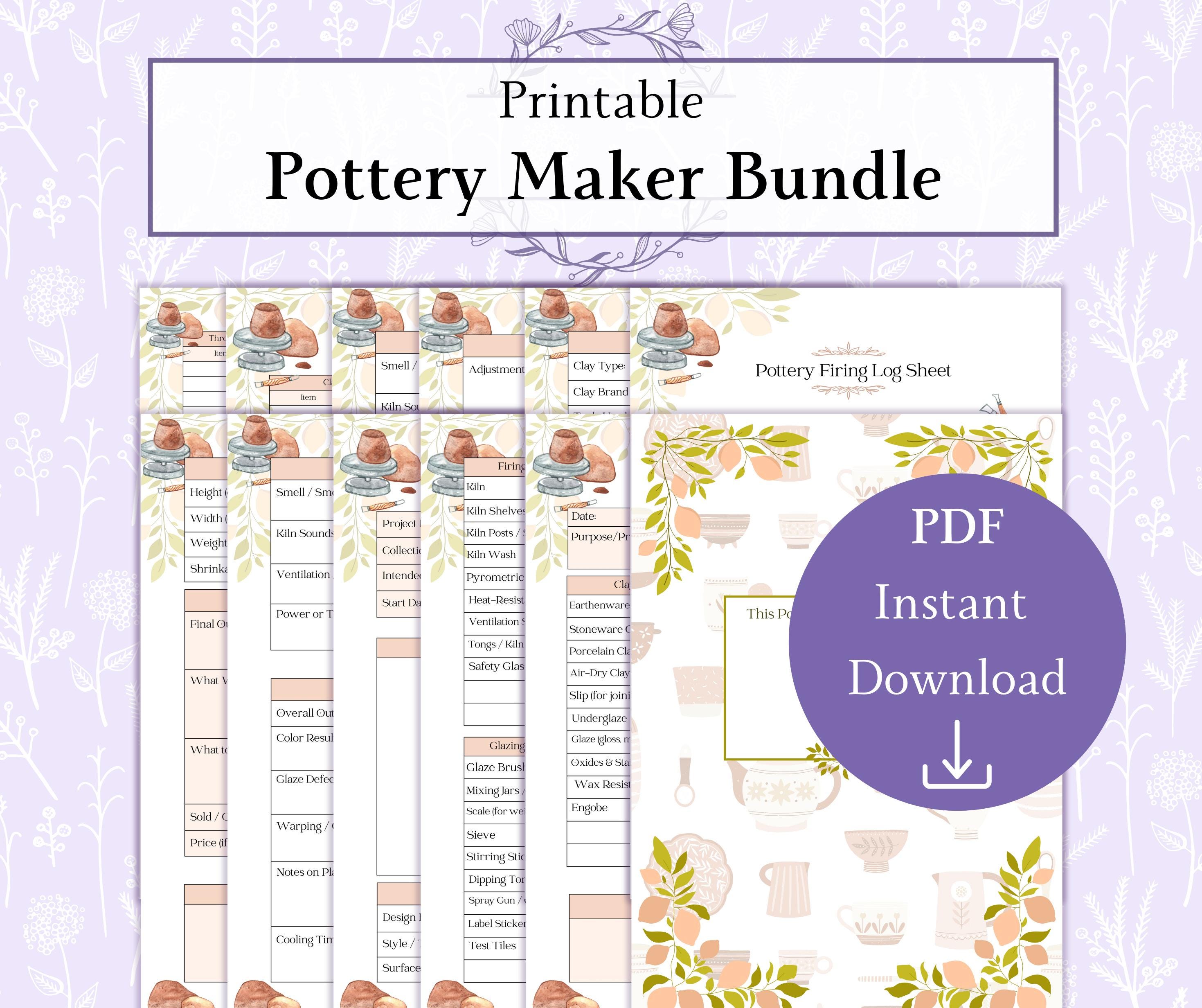 Pottery Bundle Printable PDF, Pottery Business Planner Set, Ceramic ...