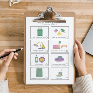 Kitchen Picture Chore Chart for Kids Printable PDF | Kitchen Cleaning ...