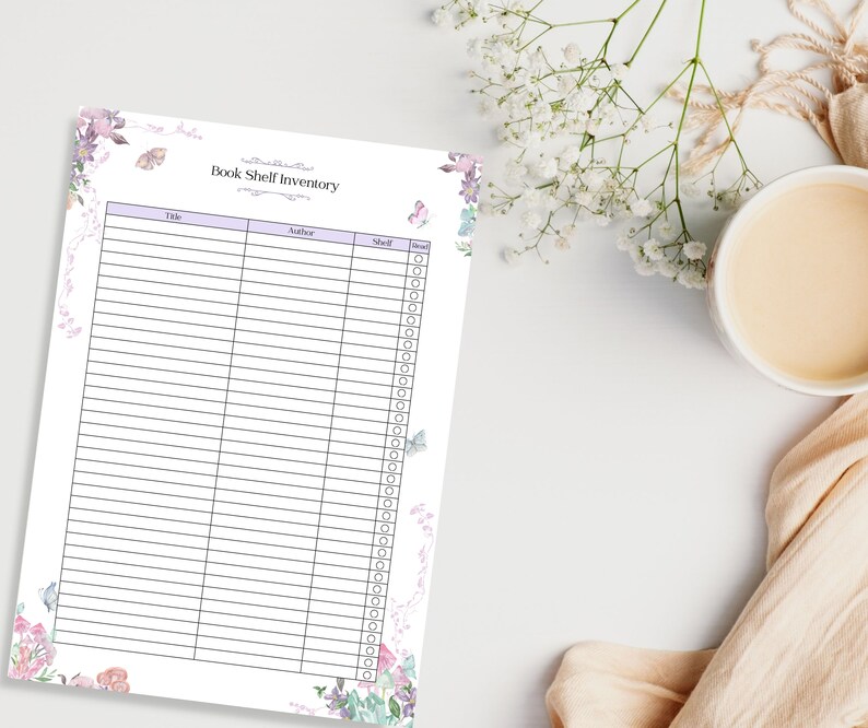 Book Shelf Inventory Printable PDF | Book Shelf Organizer | Reading Log ...