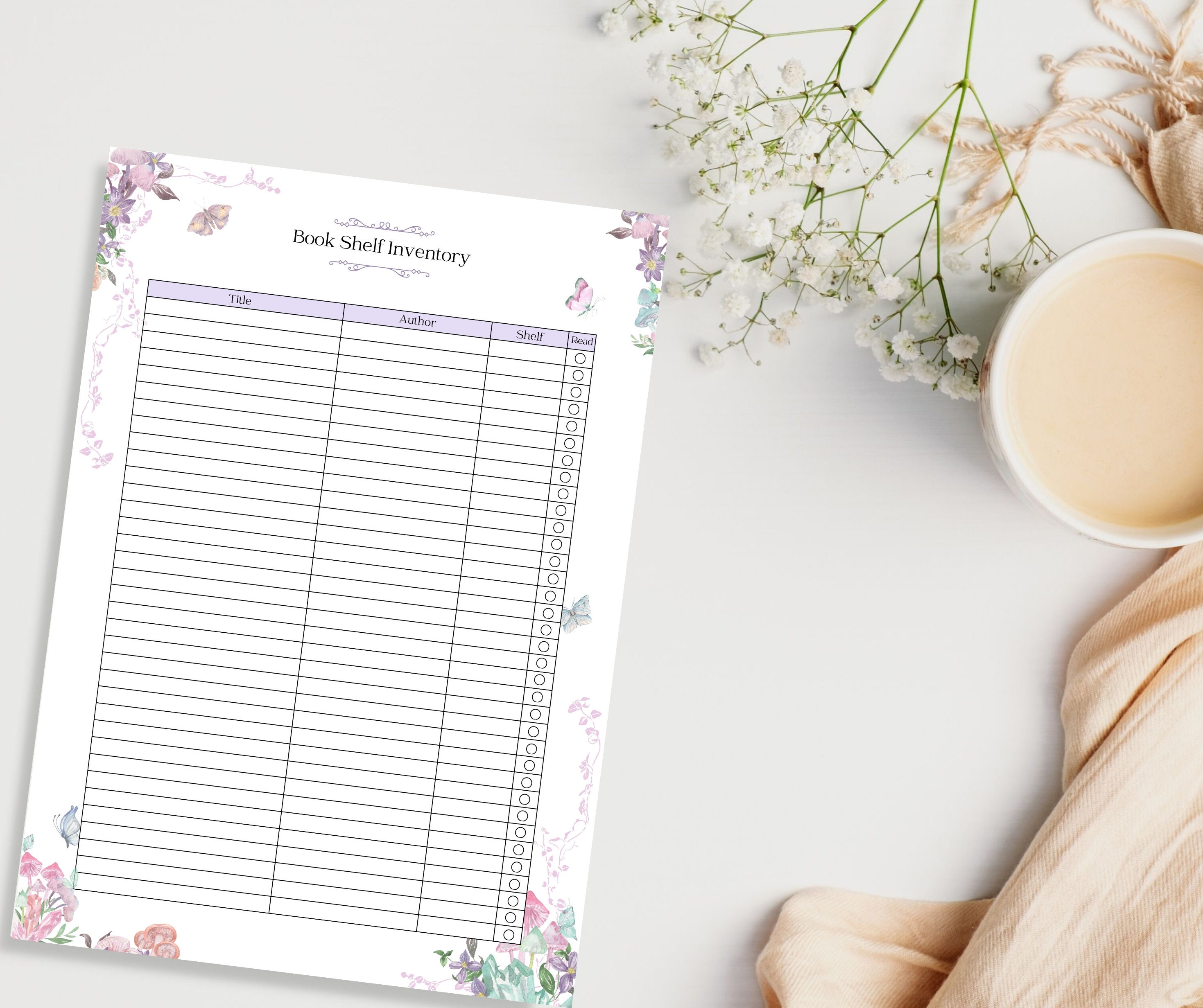 Book Shelf Inventory Printable PDF | Book Shelf Organizer | Reading Log ...
