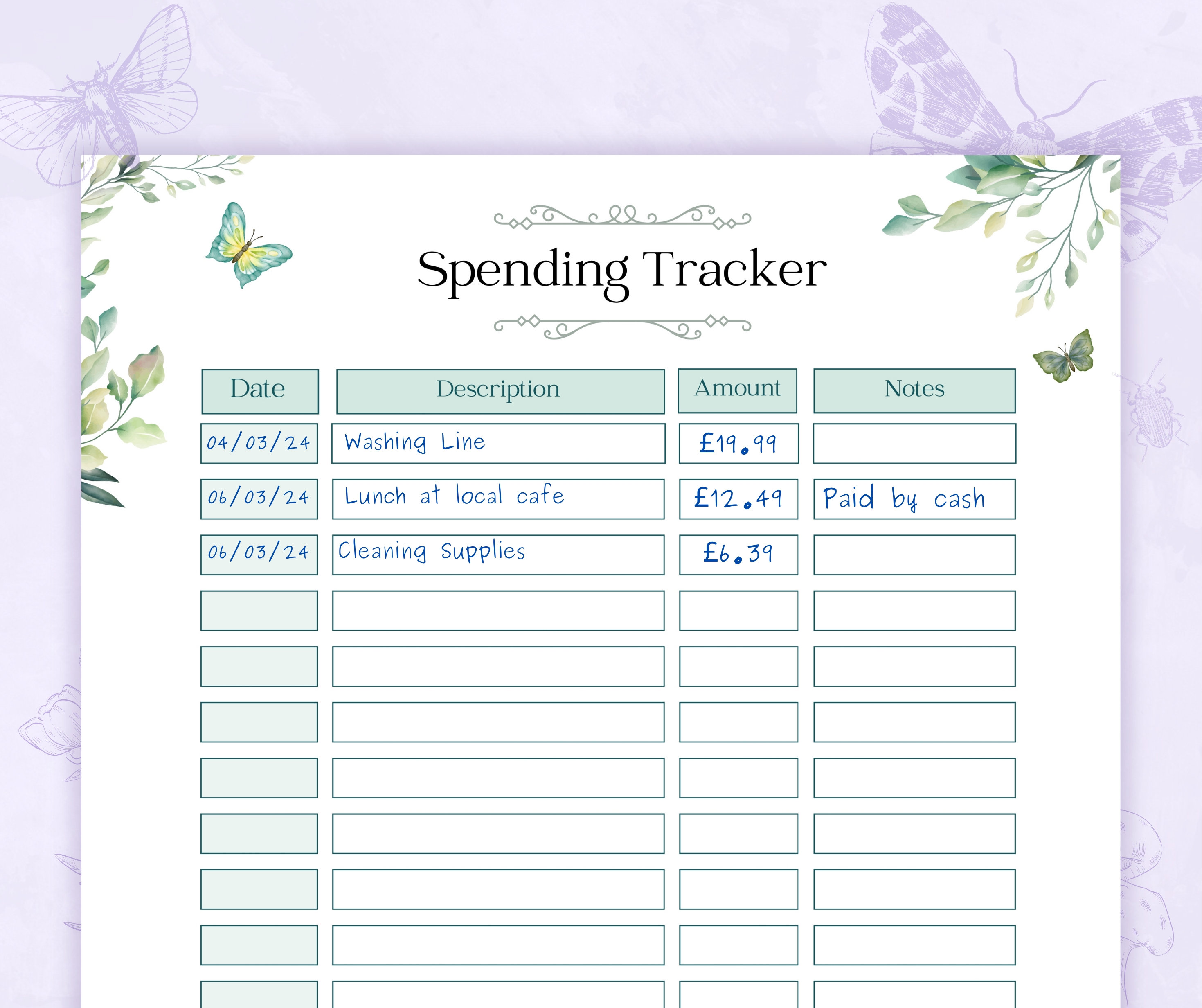 Spending Tracker Printable PDF | Expenses Diary | Everyday Spending | Budget Diary | Spending ...