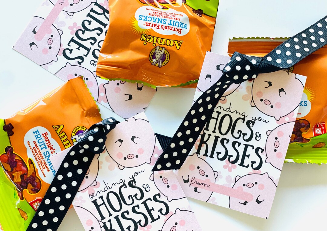 Printable Classroom Valentine - Hogs and Kisses - Etsy