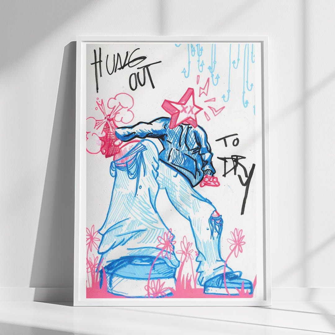 Edgy Graffiti Art Print: Pink Spray Paint Illustration (11x17) - Etsy