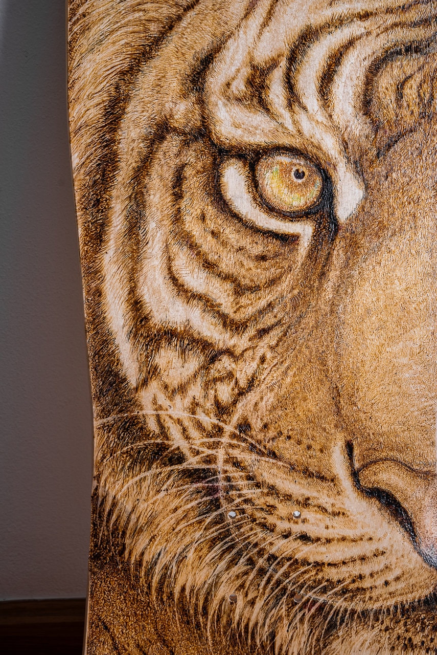 Handmade Wood Burning "bengal Tiger" on Maple Skateboard Deck 32.50" by ...