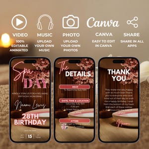 Digital Spa Day Invitation, Spa Party Birthday Itinerary, Sms ...