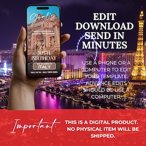 Digital Birthday Weekend Invitation, Animated Travel Itinerary, Neon ...