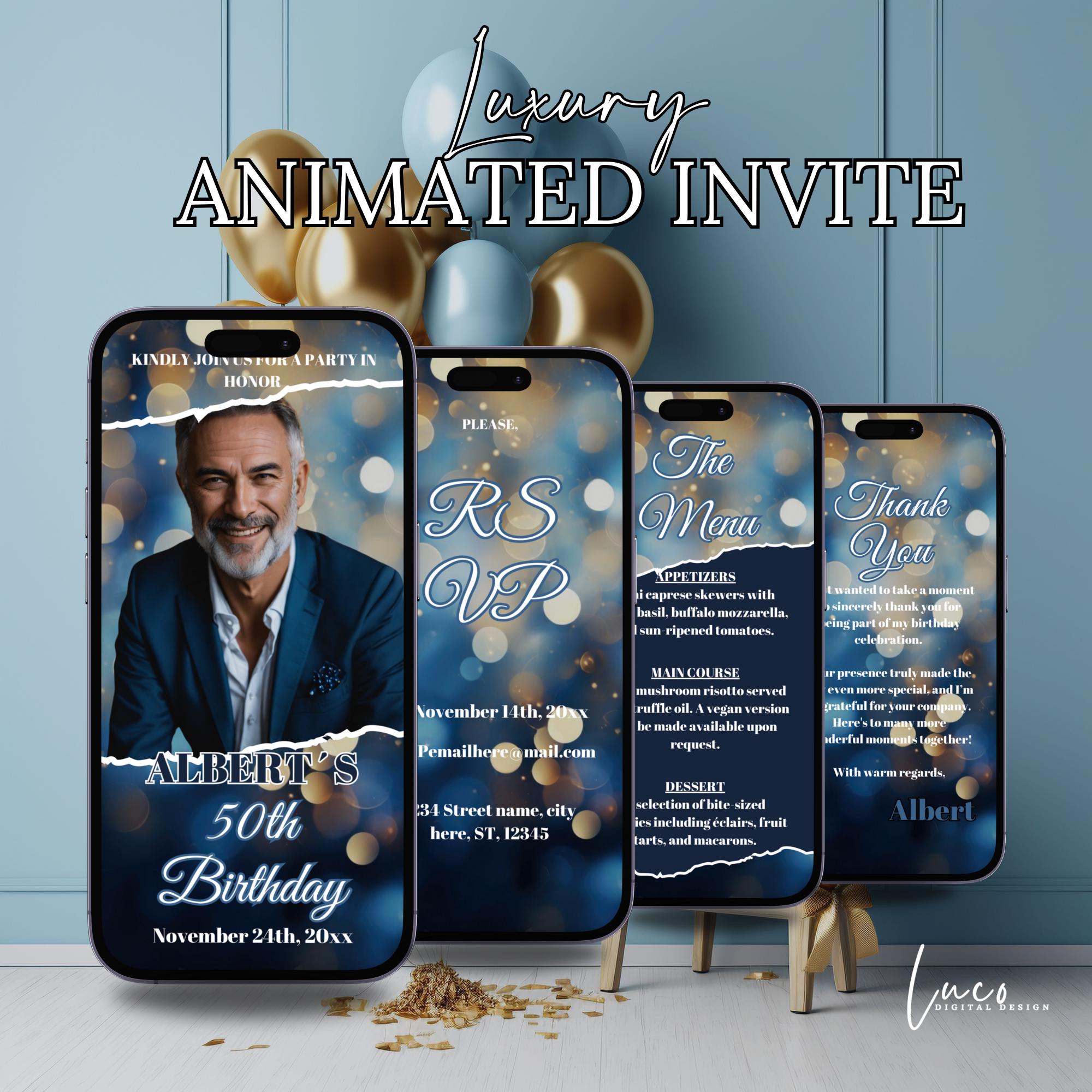 Save the Date Birthday Invitation, Digital Birthday Party Invite, 50th ...