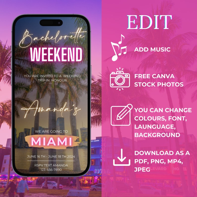 Digital Birthday Weekend Invitation, Animated Travel Itinerary, Girls ...