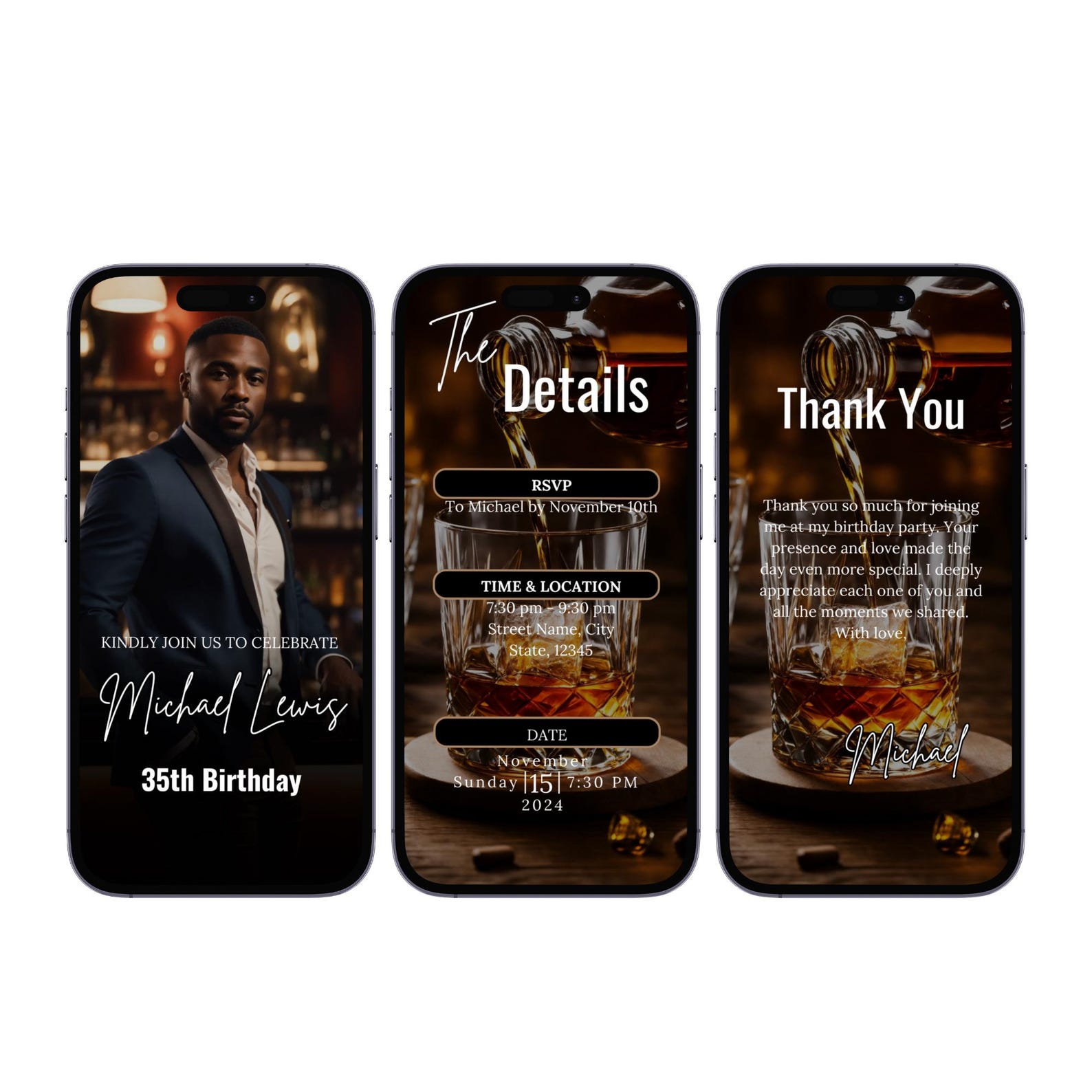 Digital Men Birthday Invitation, Men Invitation With Photo, Invitation ...