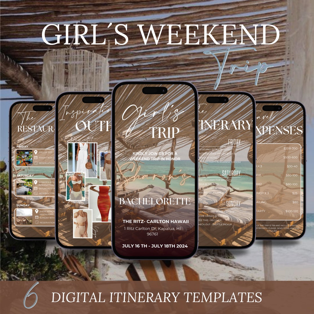 Digital Girls Trip Invitation, Bachelorette Itinerary Template, Travel ...