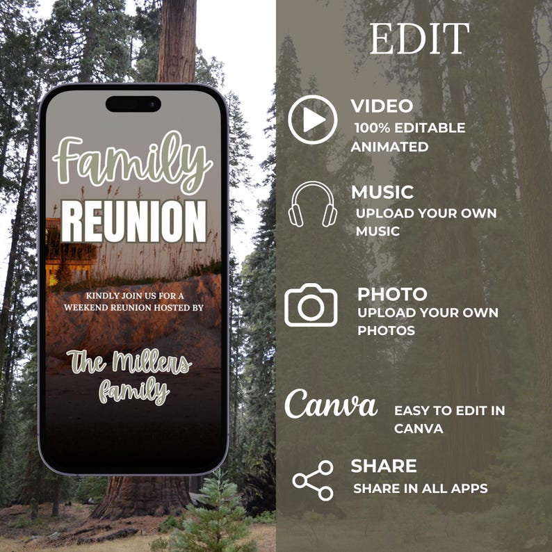 Digital Family Reunion Invitation, Animated Family Tree Dinner Party ...