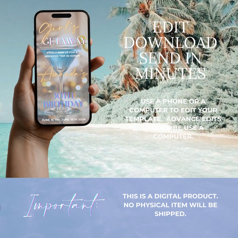 Digital Birthday Weekend Invitation, Animated Travel Itinerary, Girls ...