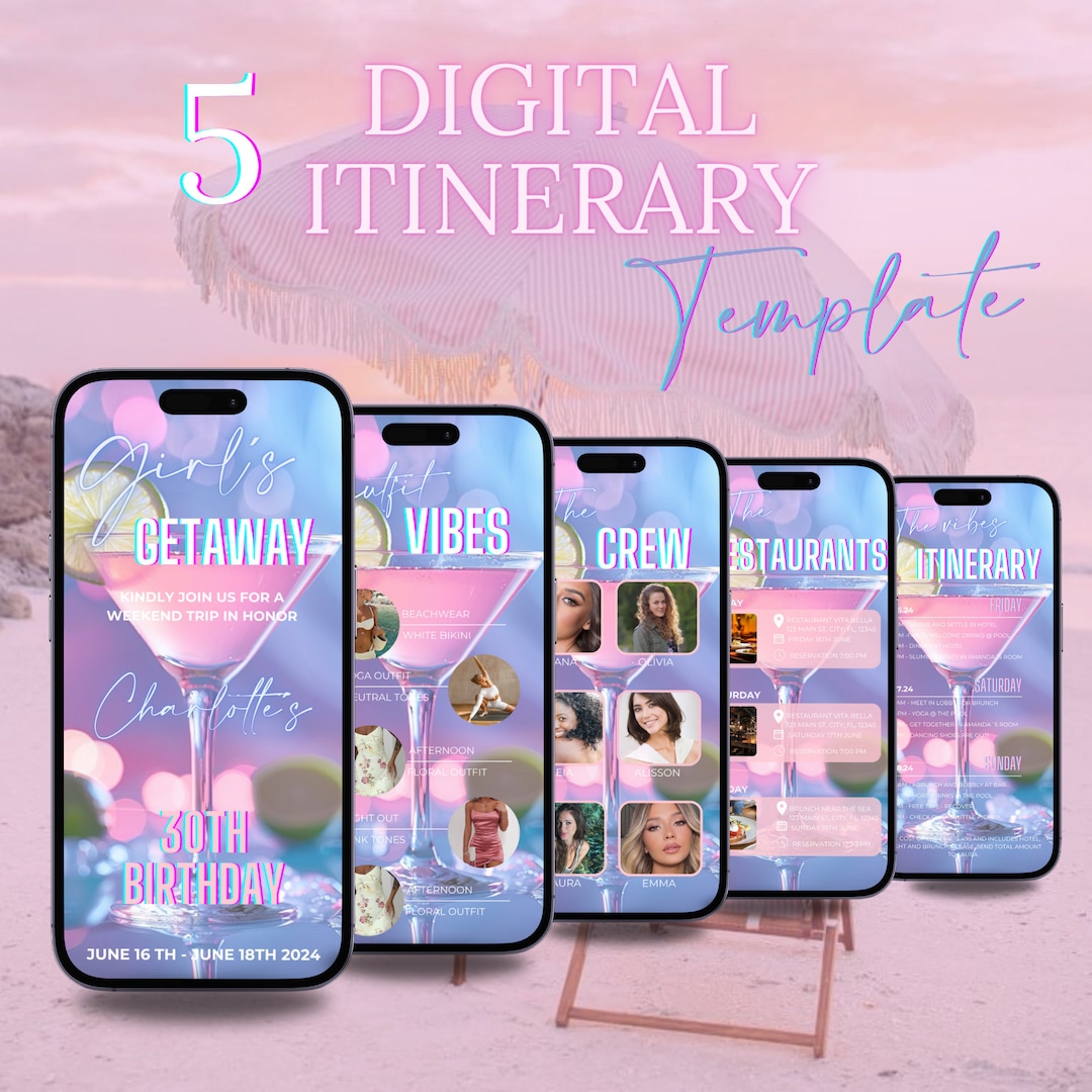 Girls Trip Itinerary, Itinerary Template, Travel Itineray, Birthday ...