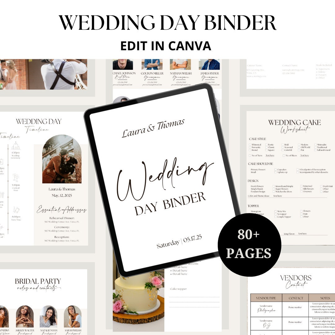 The Ultimate Wedding Day Binder Template, Edit in Canva, Wedding ...