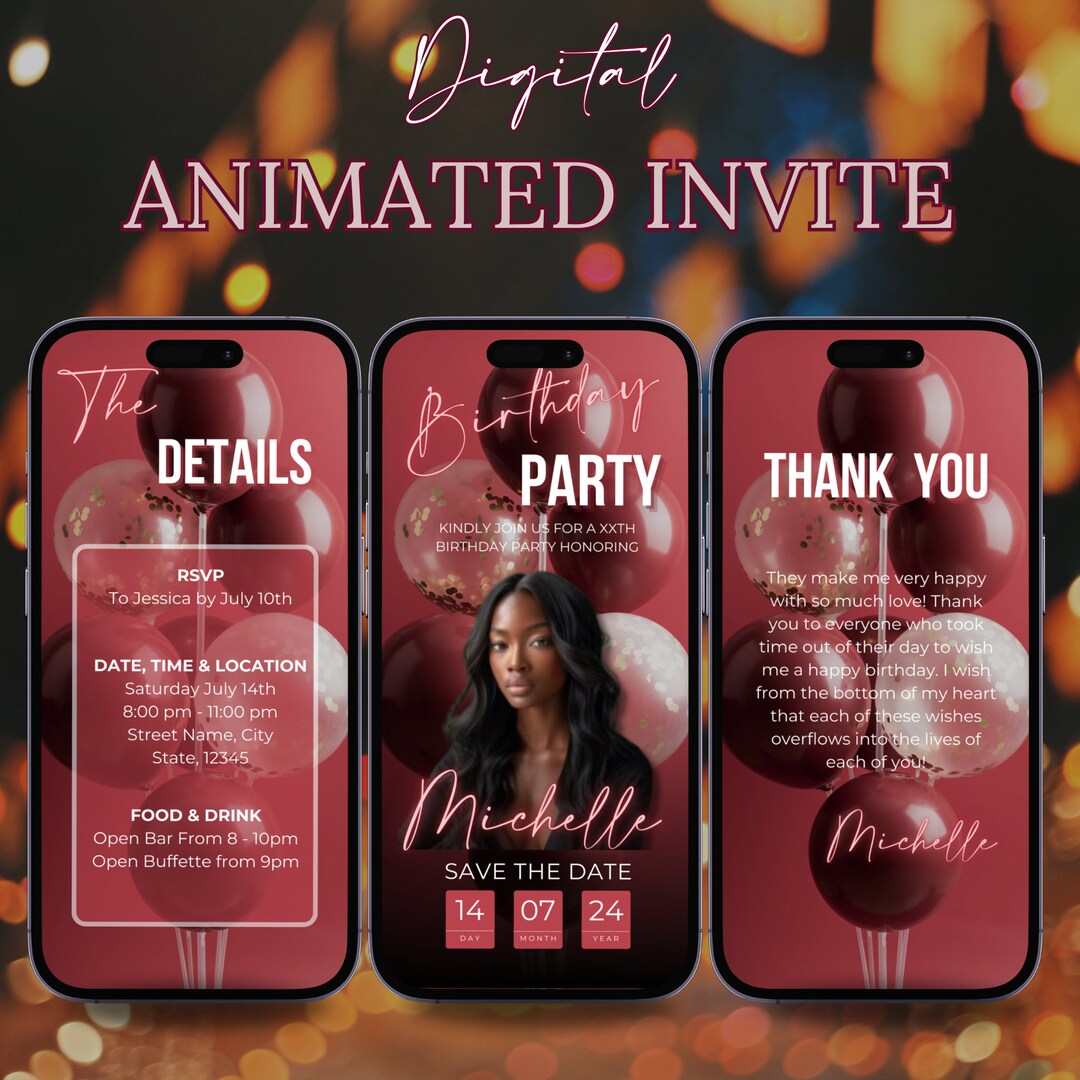 Digital Birthday Party Invitation, Birthday Dinner, Digital Birthday ...