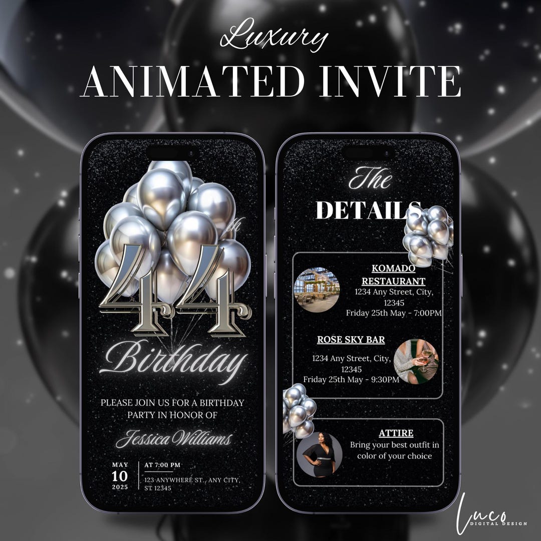 44th Digital Flyer Birthday Invitation, Surprise 44 Dinner Party Invite ...