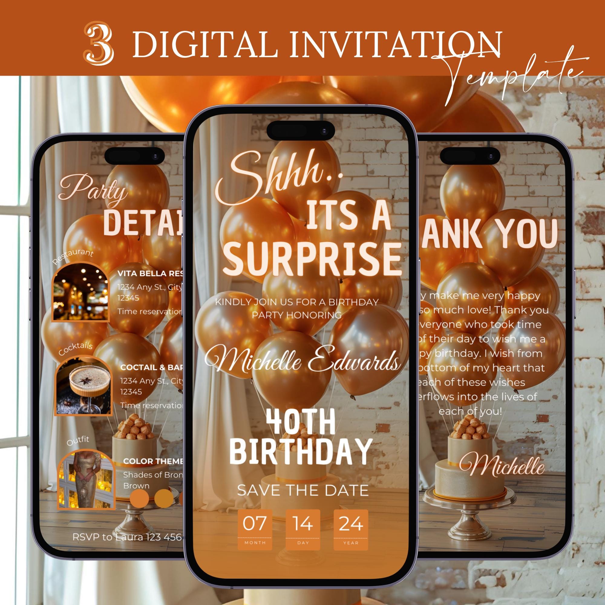 Surprise Party Birthday Invitation, Digital Shhh Its a Surprise ...