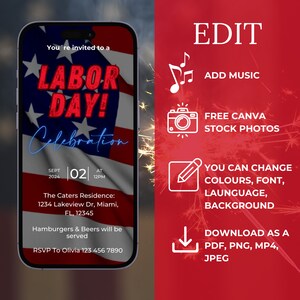 Digital Patriotic Birthday Party Invitation, Electronic Text Evite ...