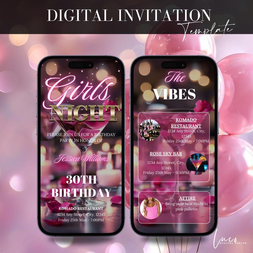 Girls Night Invitation for Adults,girls Night Party Invite,let's Get ...