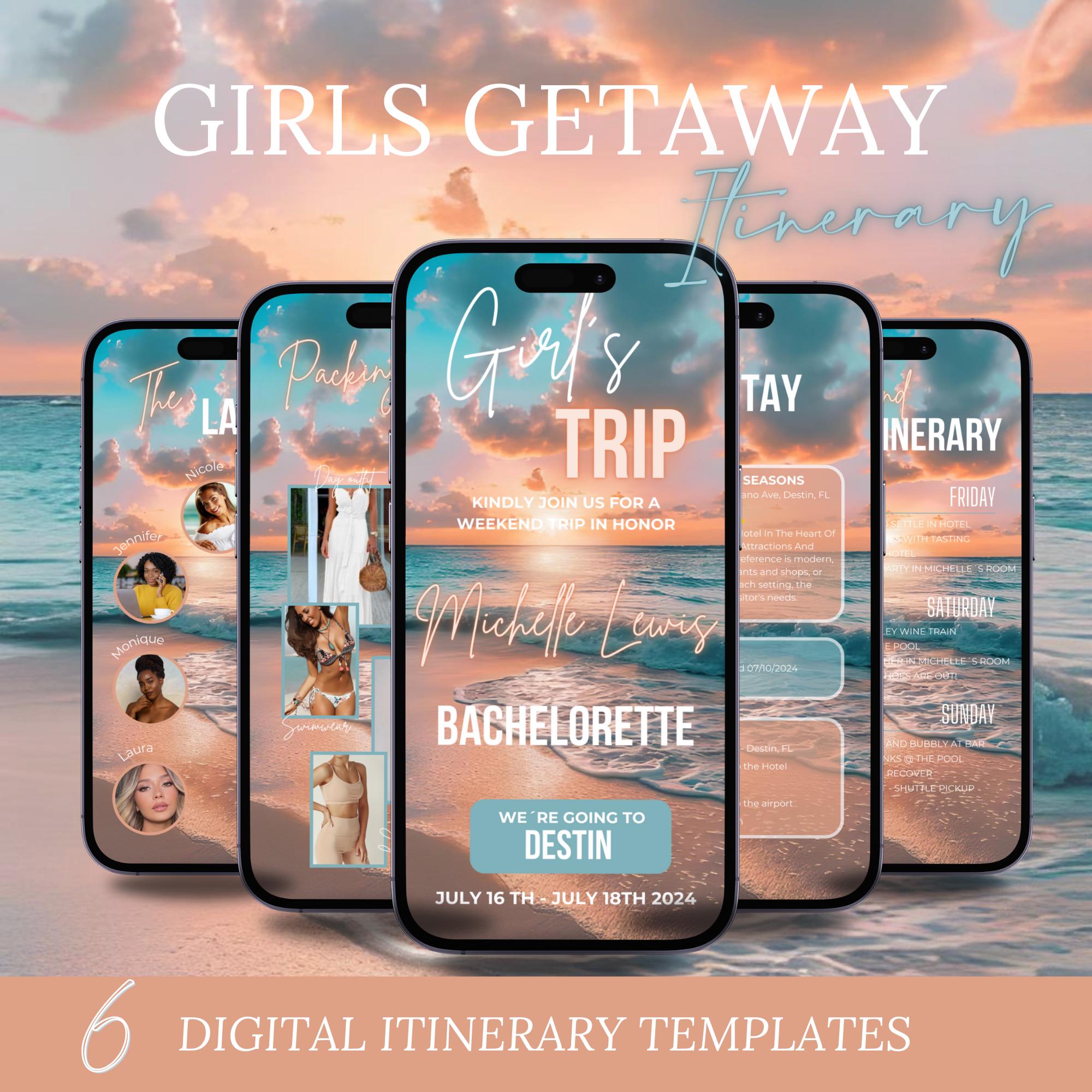 Digital Destin Bachelorette Itinerary Invitation Template, Weekend ...