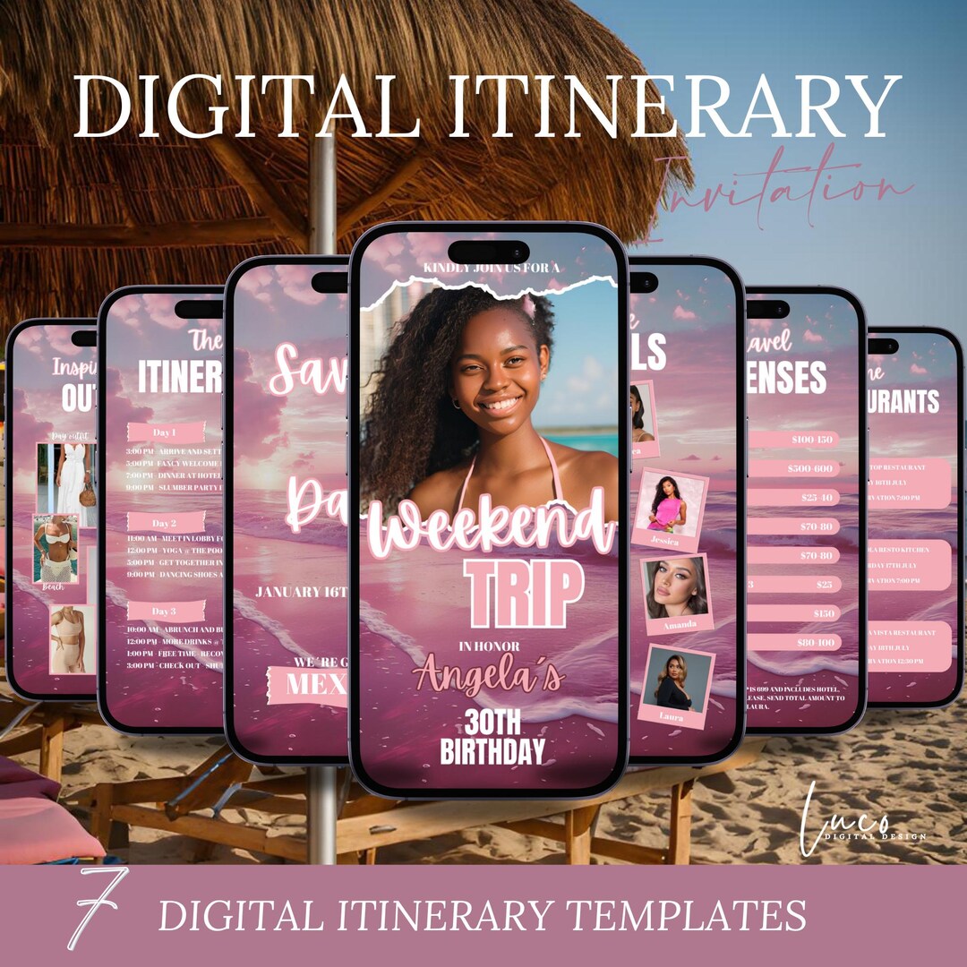 Digital Girls Trip Itinerary Invitation, Animated Birthday Weekend ...