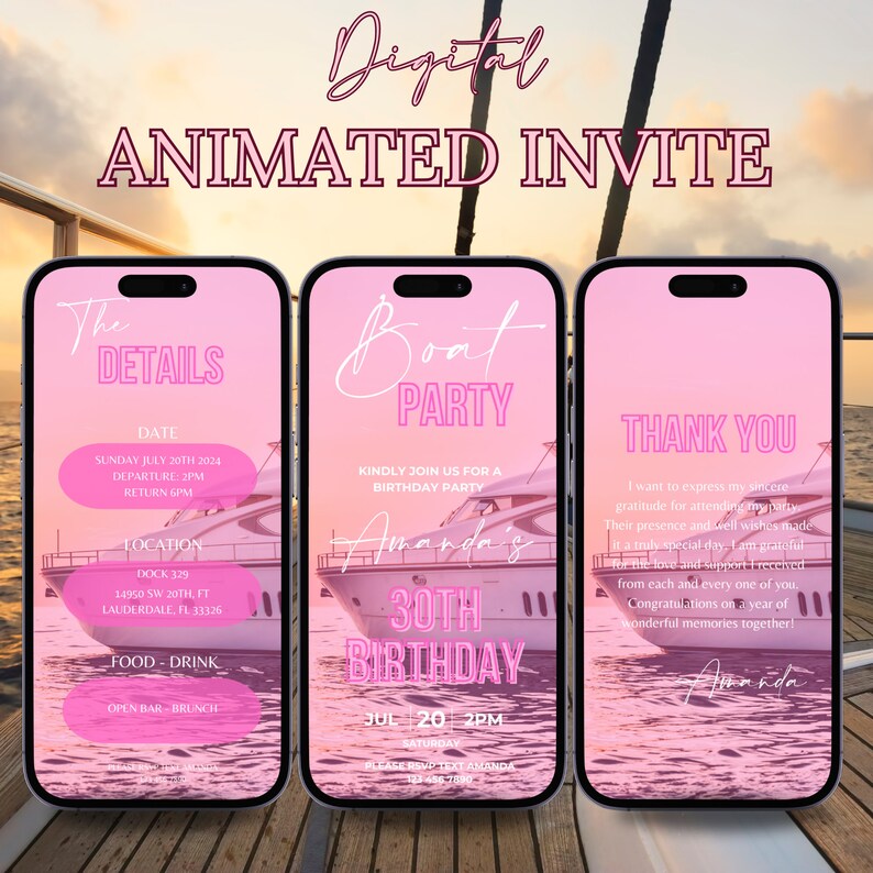 Yacht Party Invitation, Boat Party Invitation, Cruise Itinerary, Yacht ...