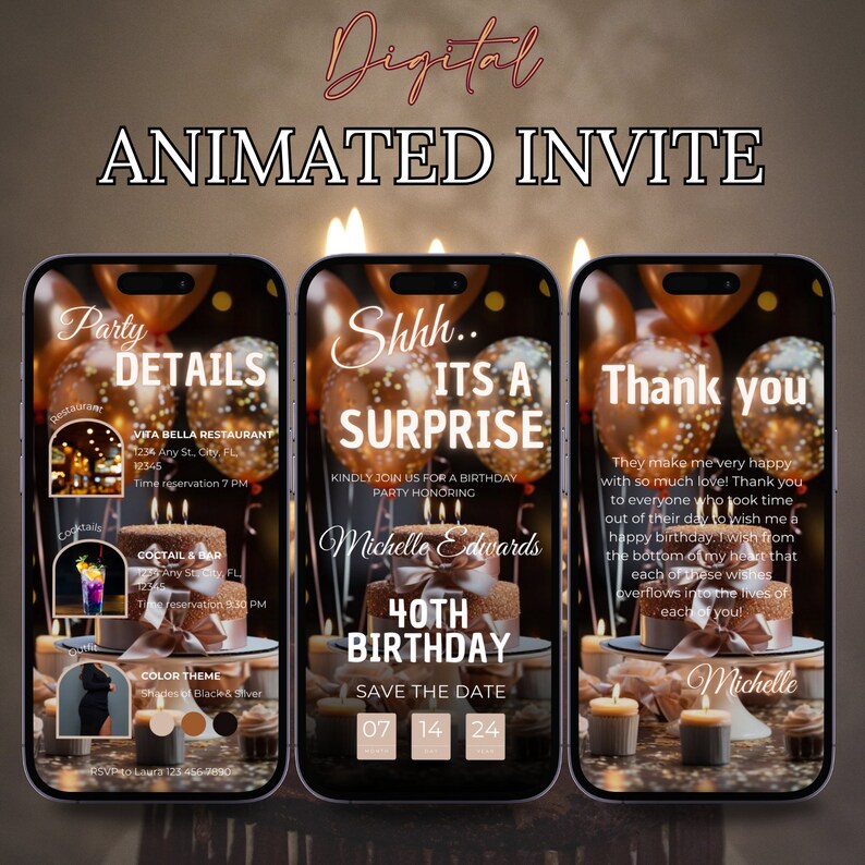 Shhh... It's a Surprise Invite, Surprise Party Invite, Bronze ...