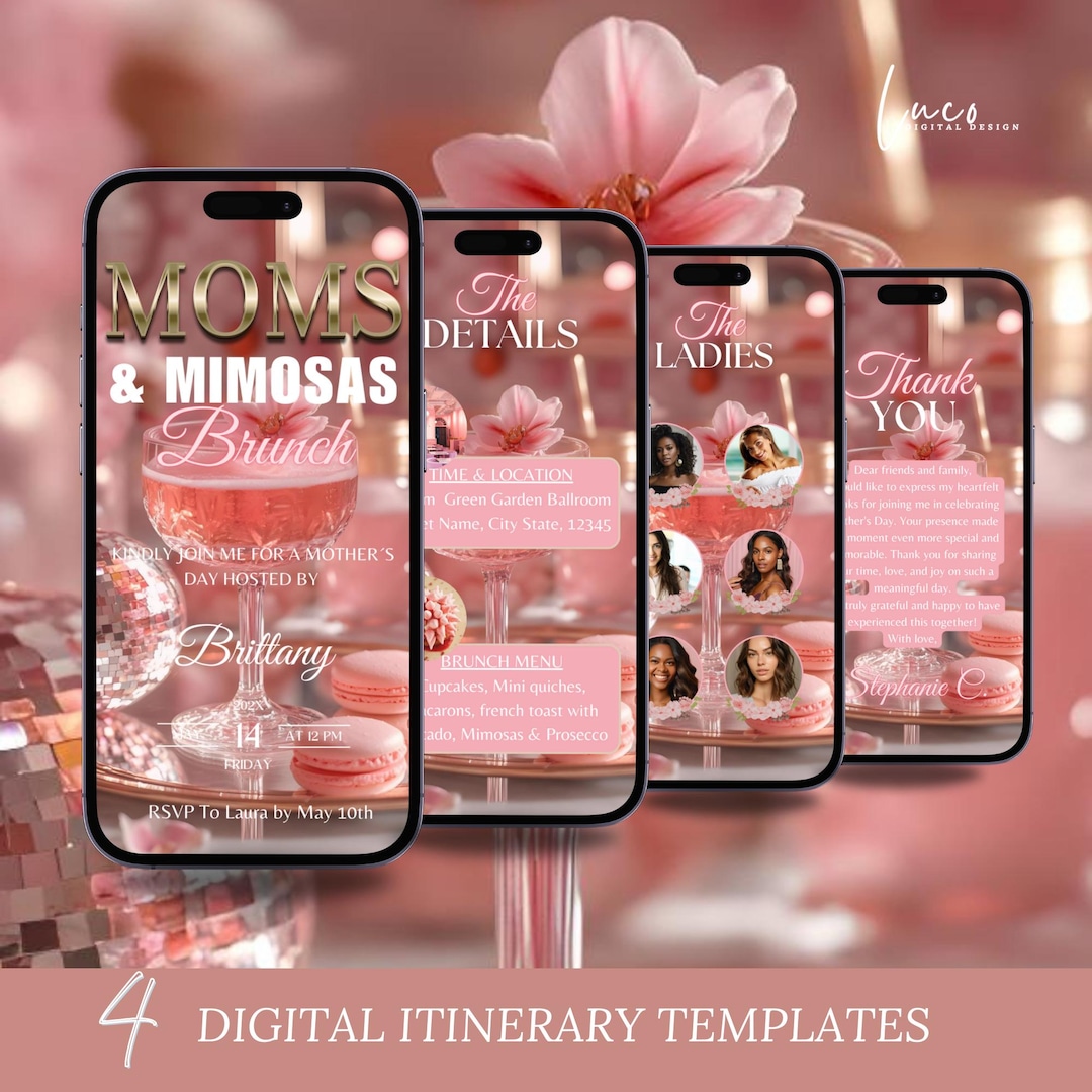 Digital Mom and Mimosa's Invitation, Animated Happy Mums Day Brunch ...