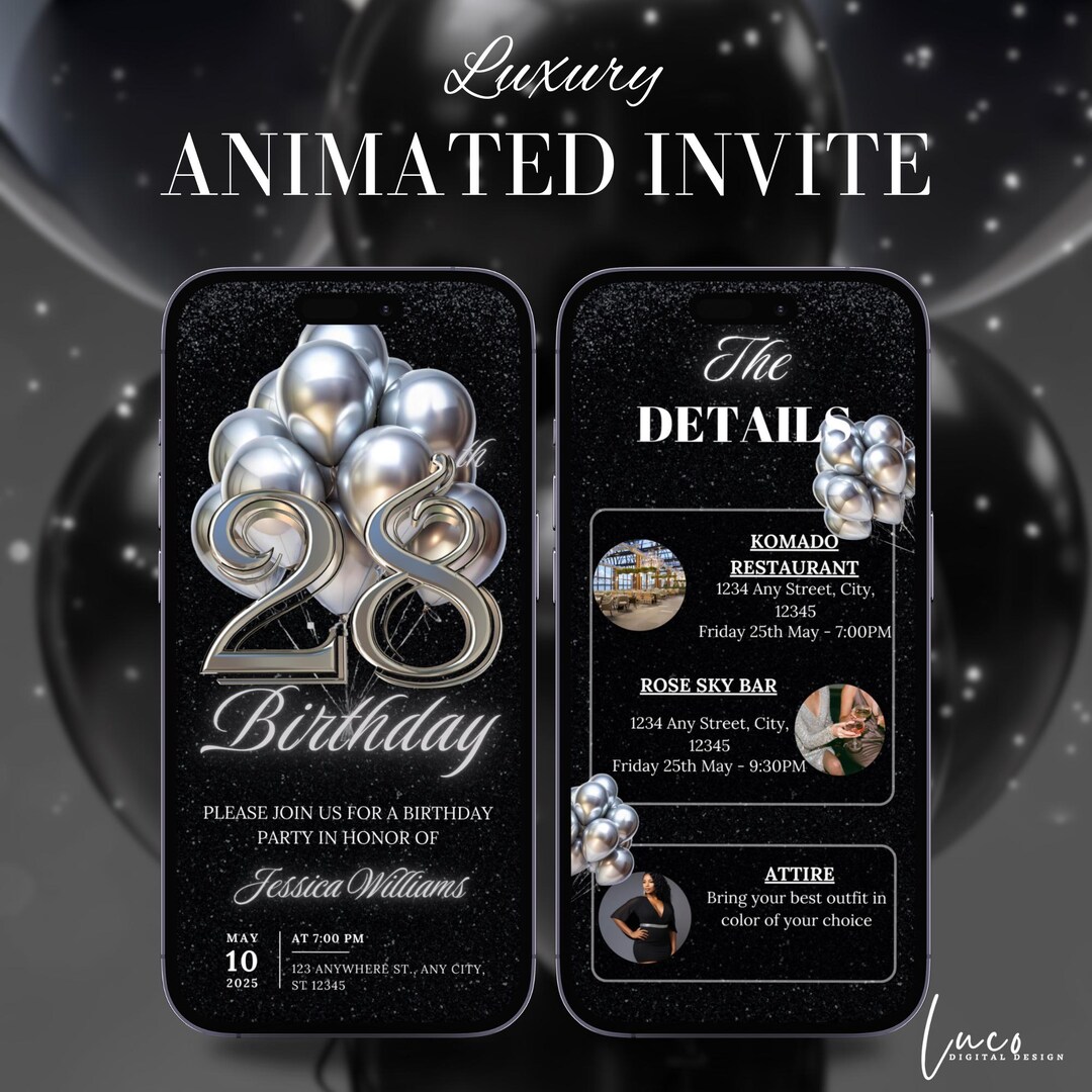 28th Digital Flyer Birthday Invitation, Surprise 28 Dinner Party Invite ...