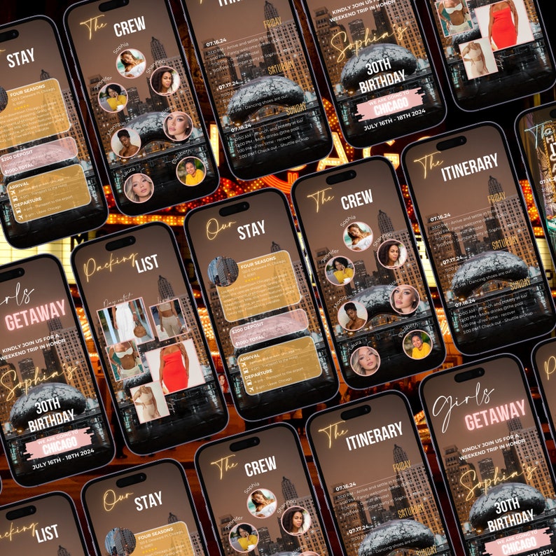 Digital Chicago Takeover Girl's Trip Itinerary Invitation, Birthday ...