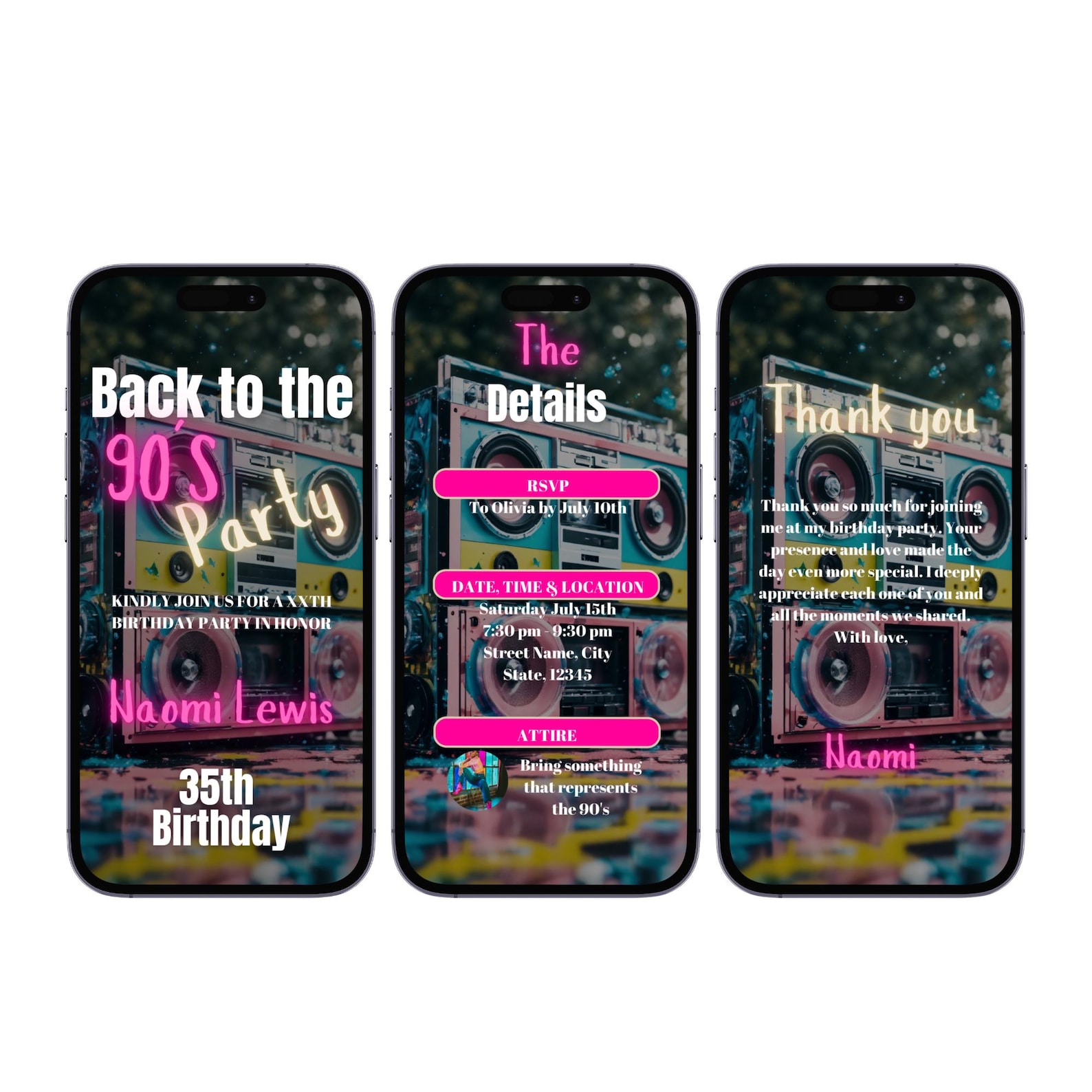 Digital 90s Party Invitation, Back to the 90s, Throwback Party, House ...