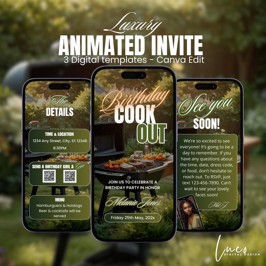 Digital Birthday Cookout Invitation,bbq Video Invitation,birthday ...