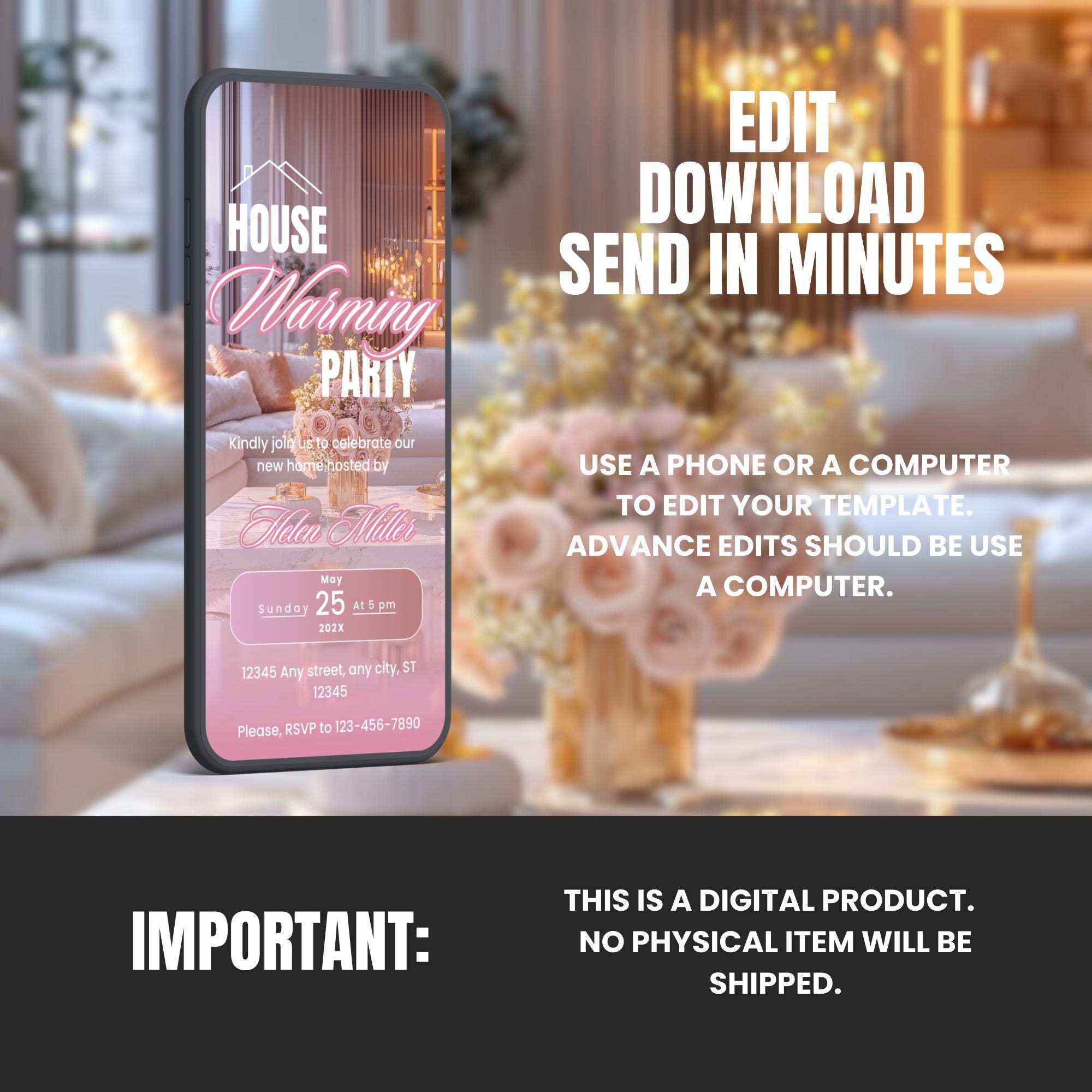 Digital Housewarming Party Invitation, Animated House Warming Invite ...