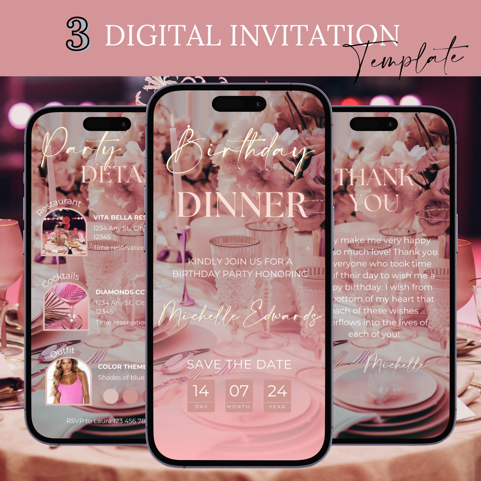 Digital Birthday Dinner Invitation, Birthday Dinner, Digital Birthday ...