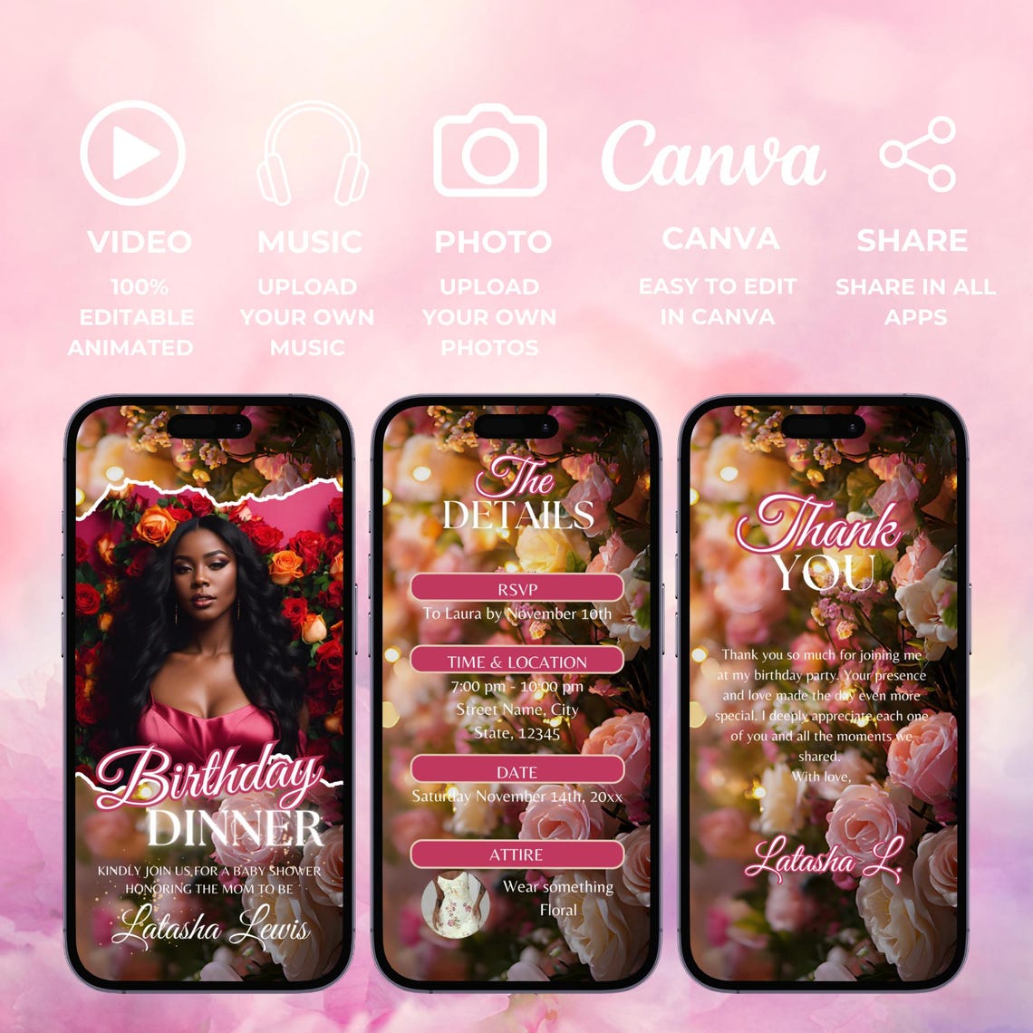 Digital Birthday Dinner Invitation, Birthday Dinner, Digital Birthday ...