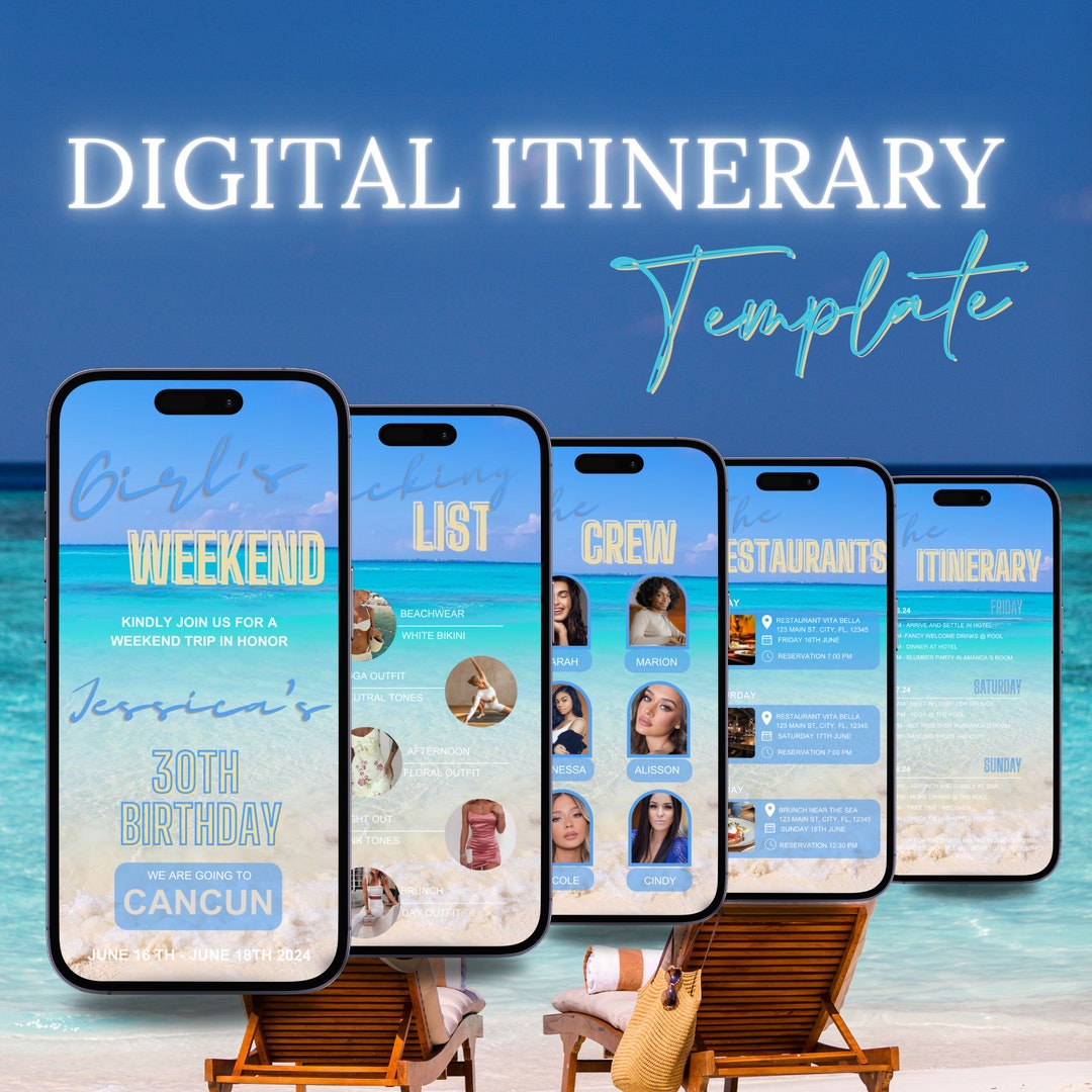 Girls Trip Itinerary Template, Travel Itinerary, Birthday Weekend ...
