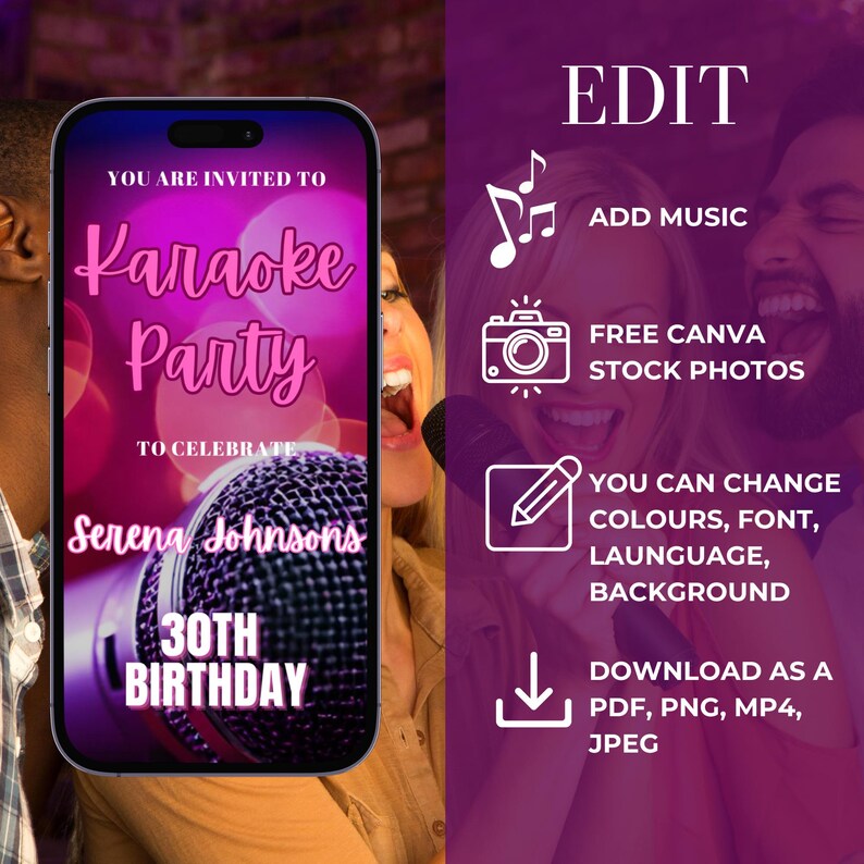 Digital Karaoke Party Invitation, Karaoke Night Animated Invitation ...