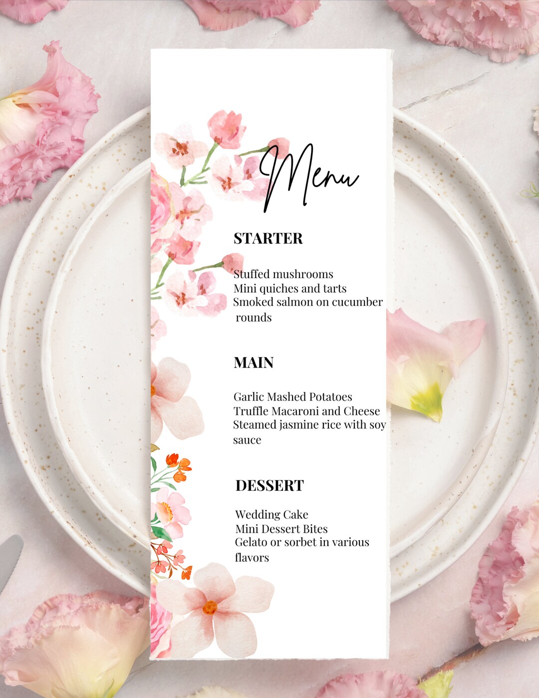 Wildflower Menu Template, Garden Party Bridal Shower Menu, Boho Flowers ...
