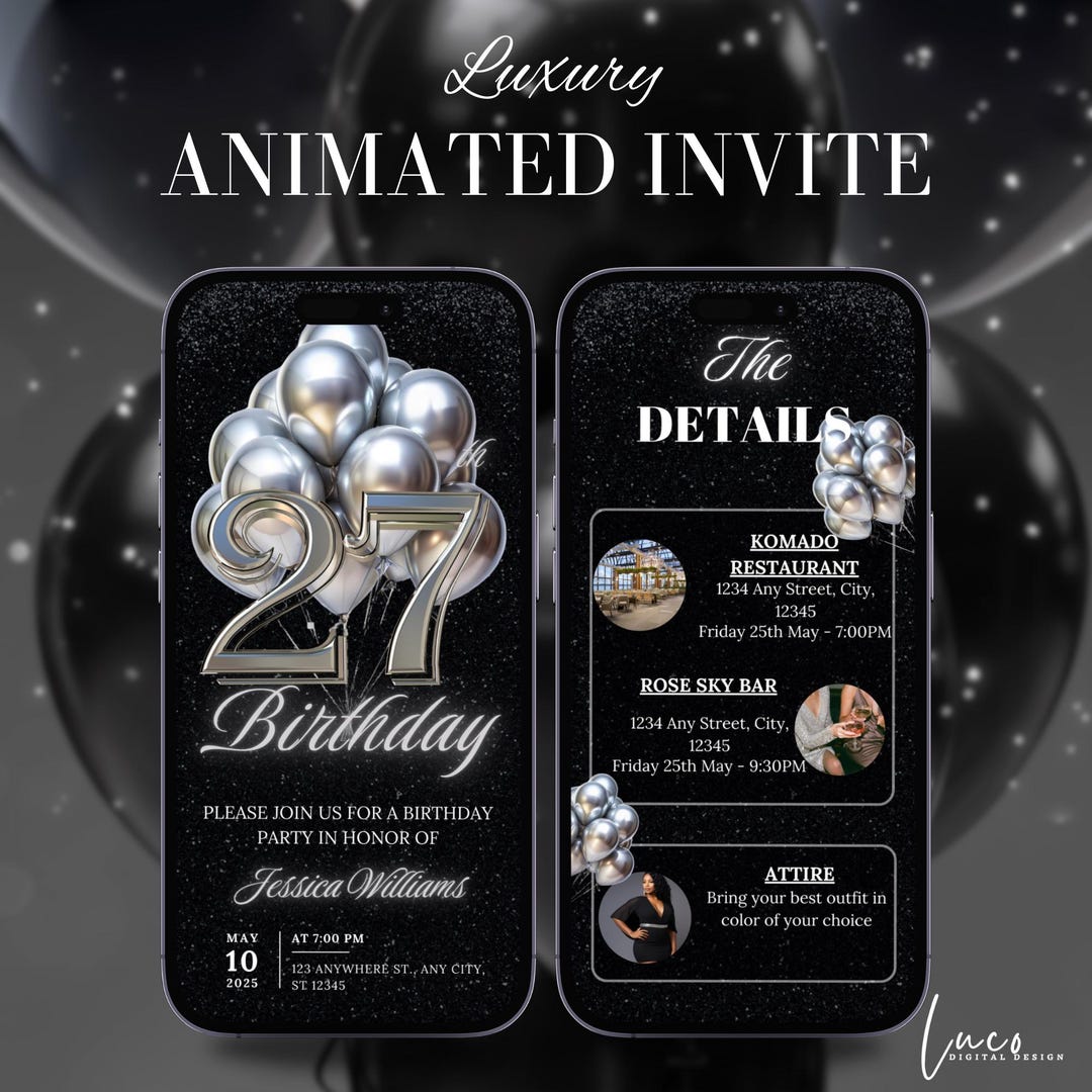 27th Digital Flyer Birthday Invitation, Surprise 27 Dinner Party Invite ...